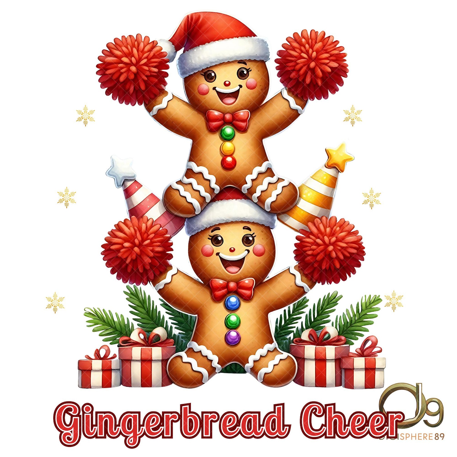 Christmas Gingerbread Cheer Png, Cheerleader Gingerbread,three ...