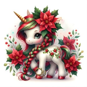 Christmas Unicorn Clipart, Set of 10 Jpegs,christmas Unicorn,holiday ...