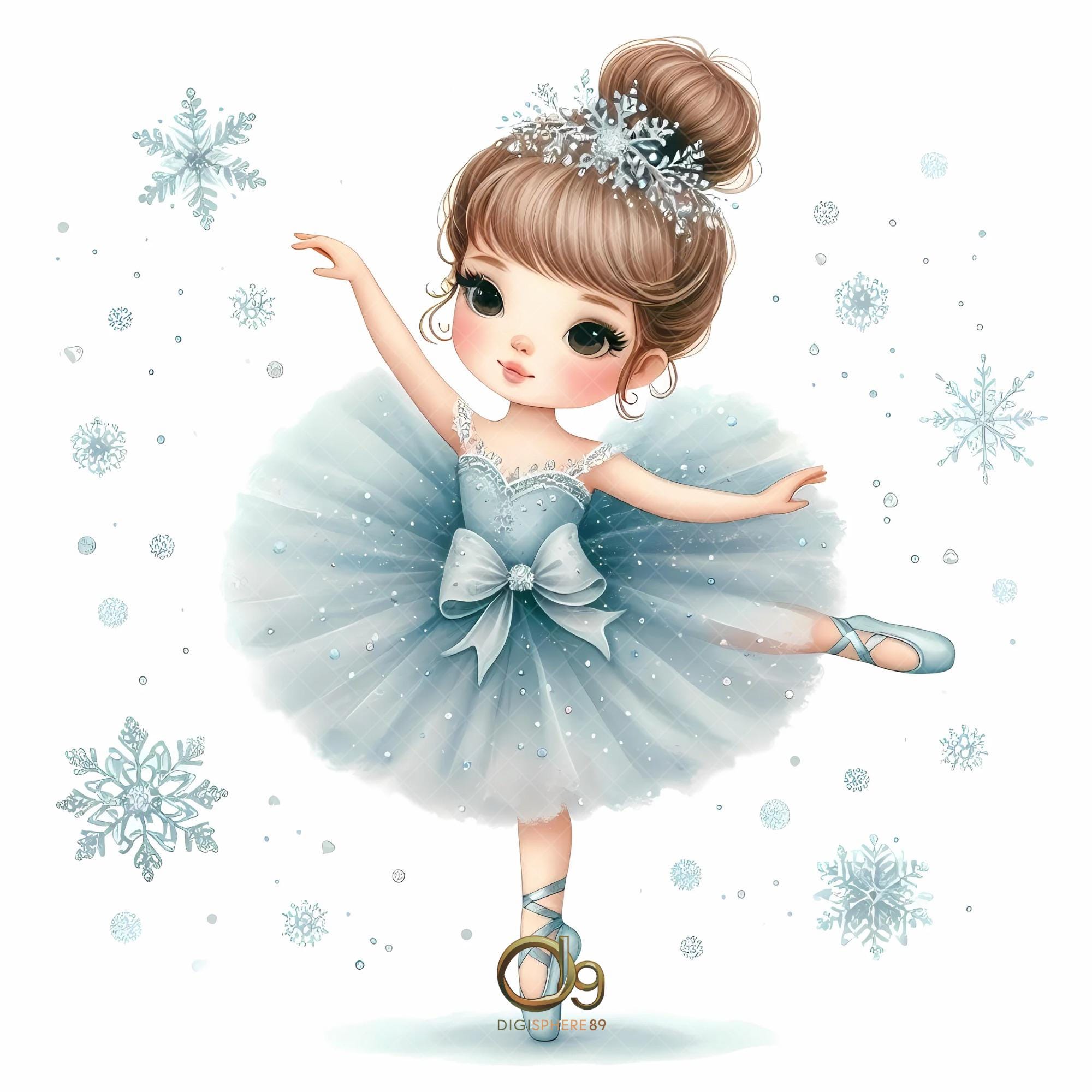 Icy Blue Ballerina Girl Clipart, Cute Ballet Dancer, 12 JPEG, Tutu ...