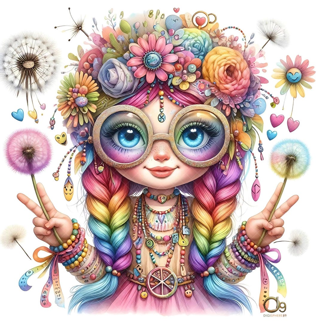 Groovy Hippie Gnome Clipart, Set of 11 High Quality 300 DPI Jpegs ...