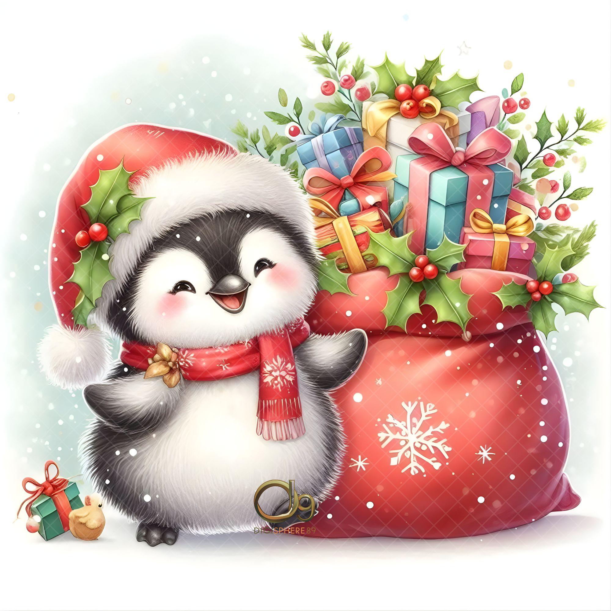 Christmas Animals Clip Art 14 High Res Watercolor Jpgs Winter Animals ...