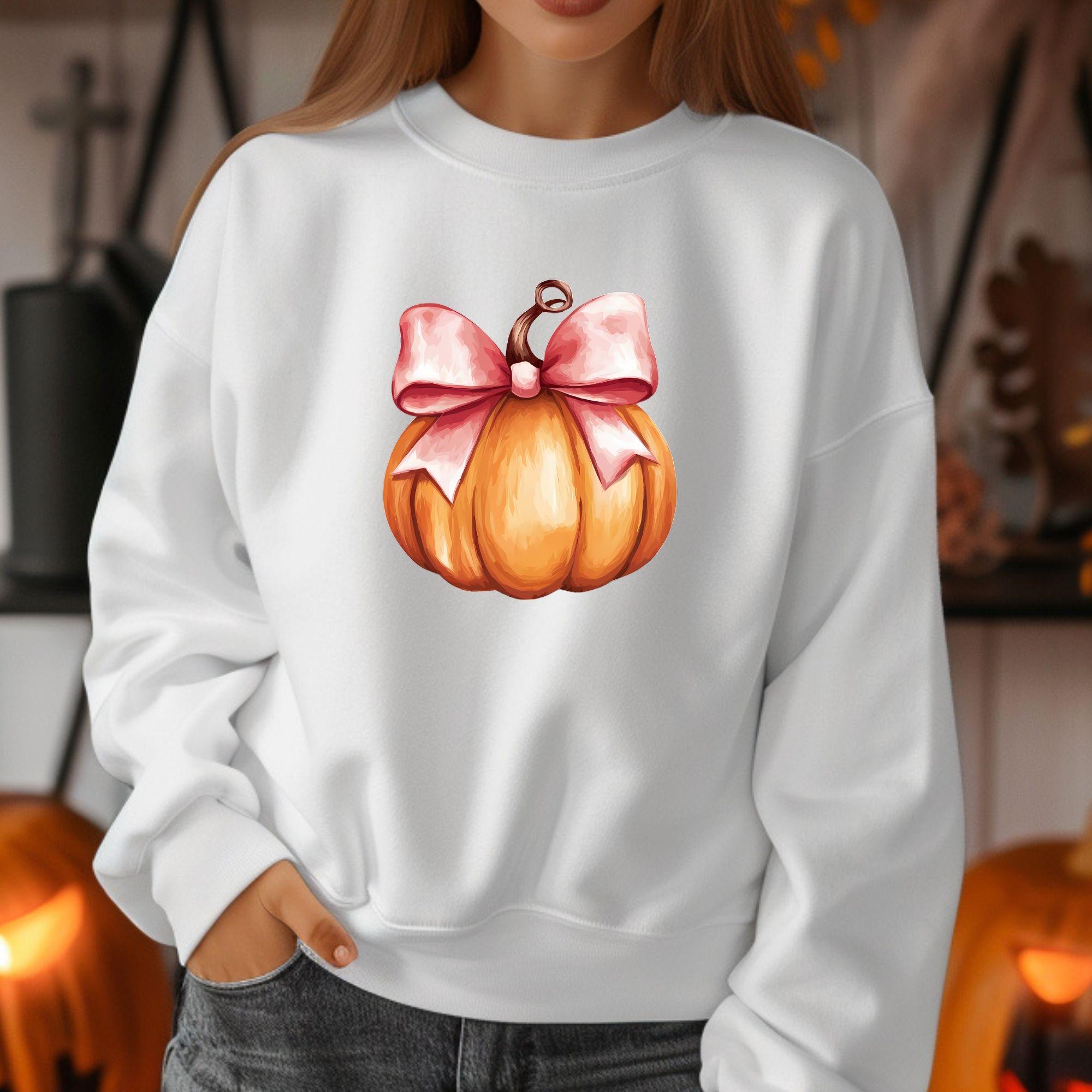 Pumpkin With Pink Coquette Bow Png, Pumpkin Patch Png, Thanksgiving Png ...