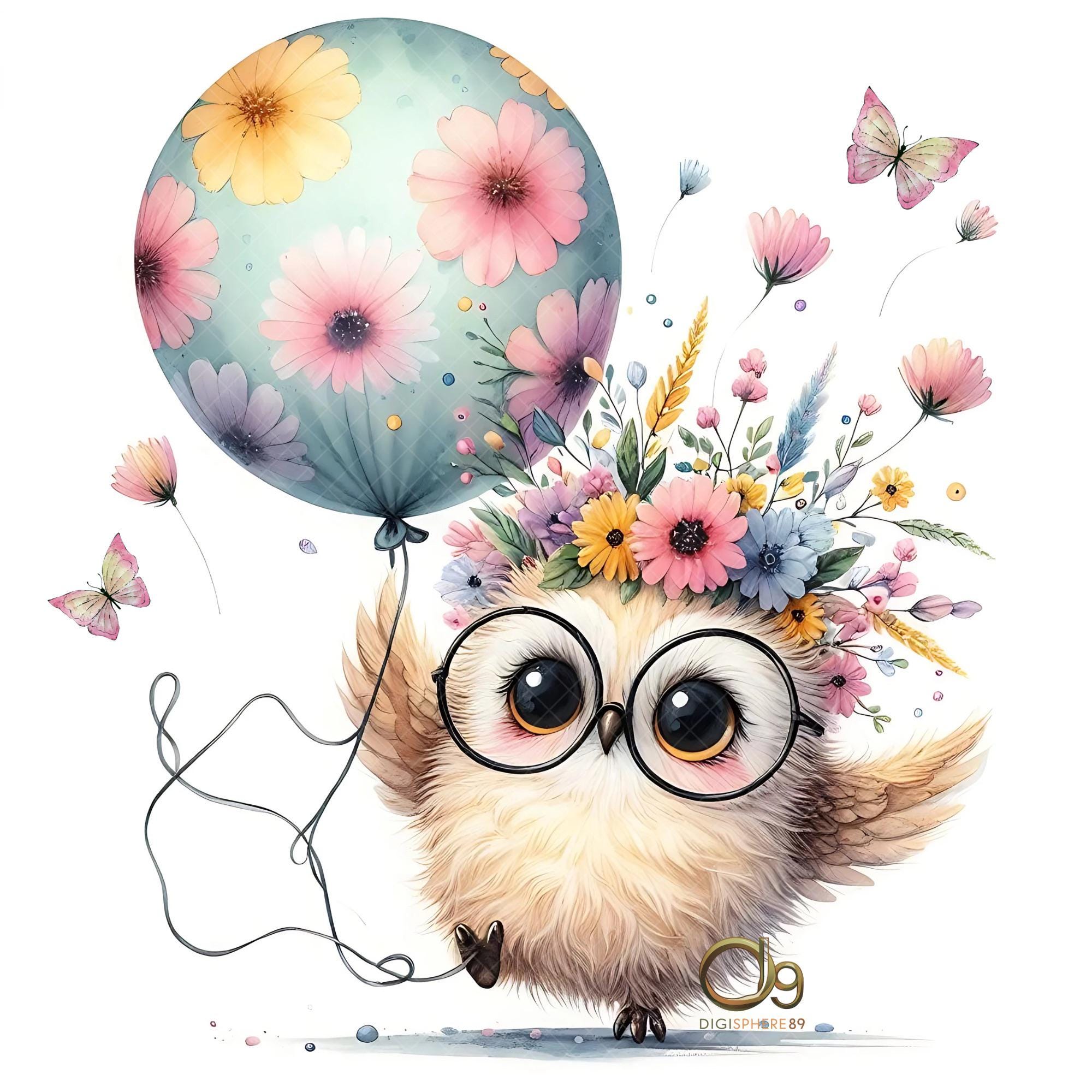 Quirky Watercolor Owl Clipart,set of 10 High Quality 300 DPI Jpegs ...