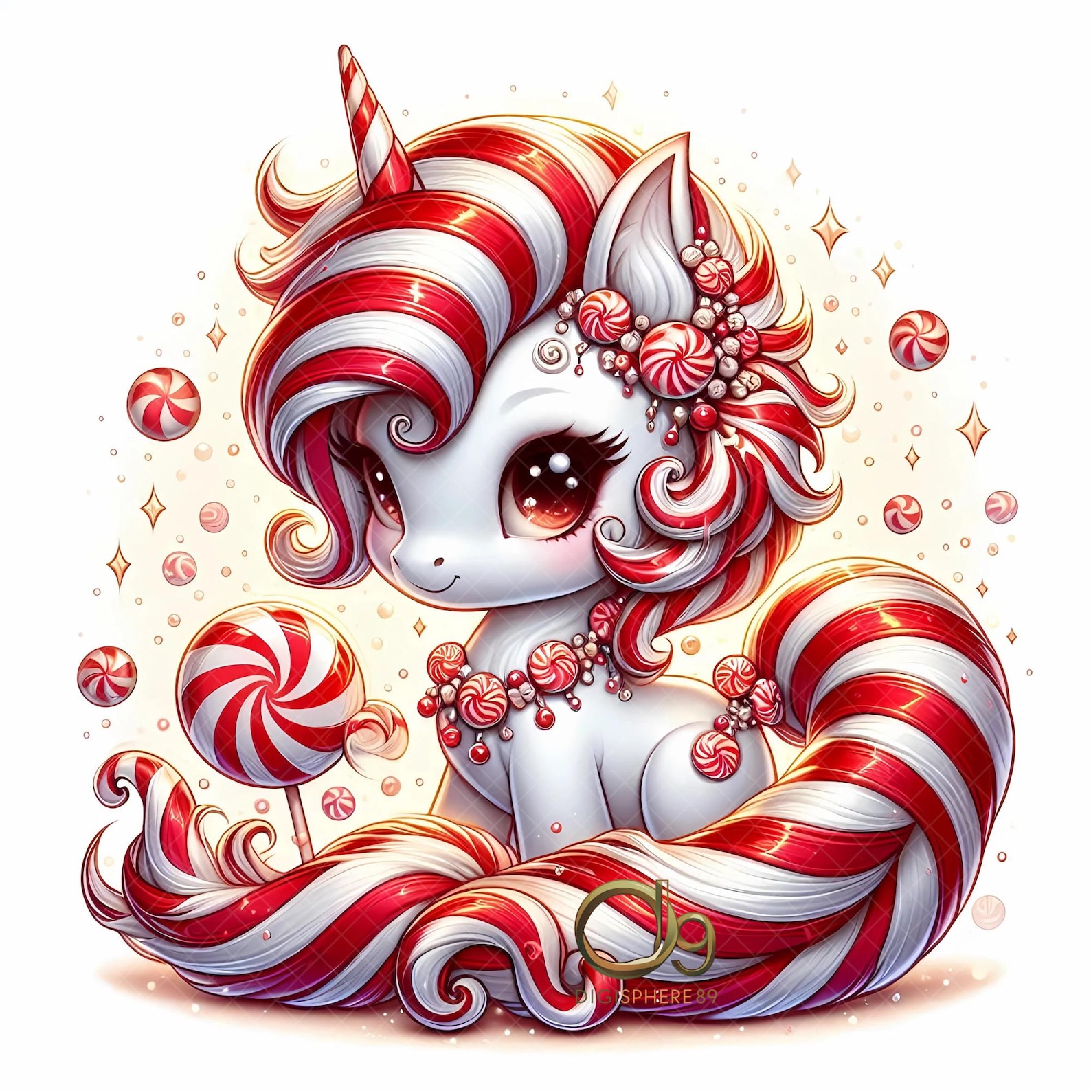 Candy Cane Unicorn Clipart,set of 11 Jpegs,christmas Unicorn,holiday ...