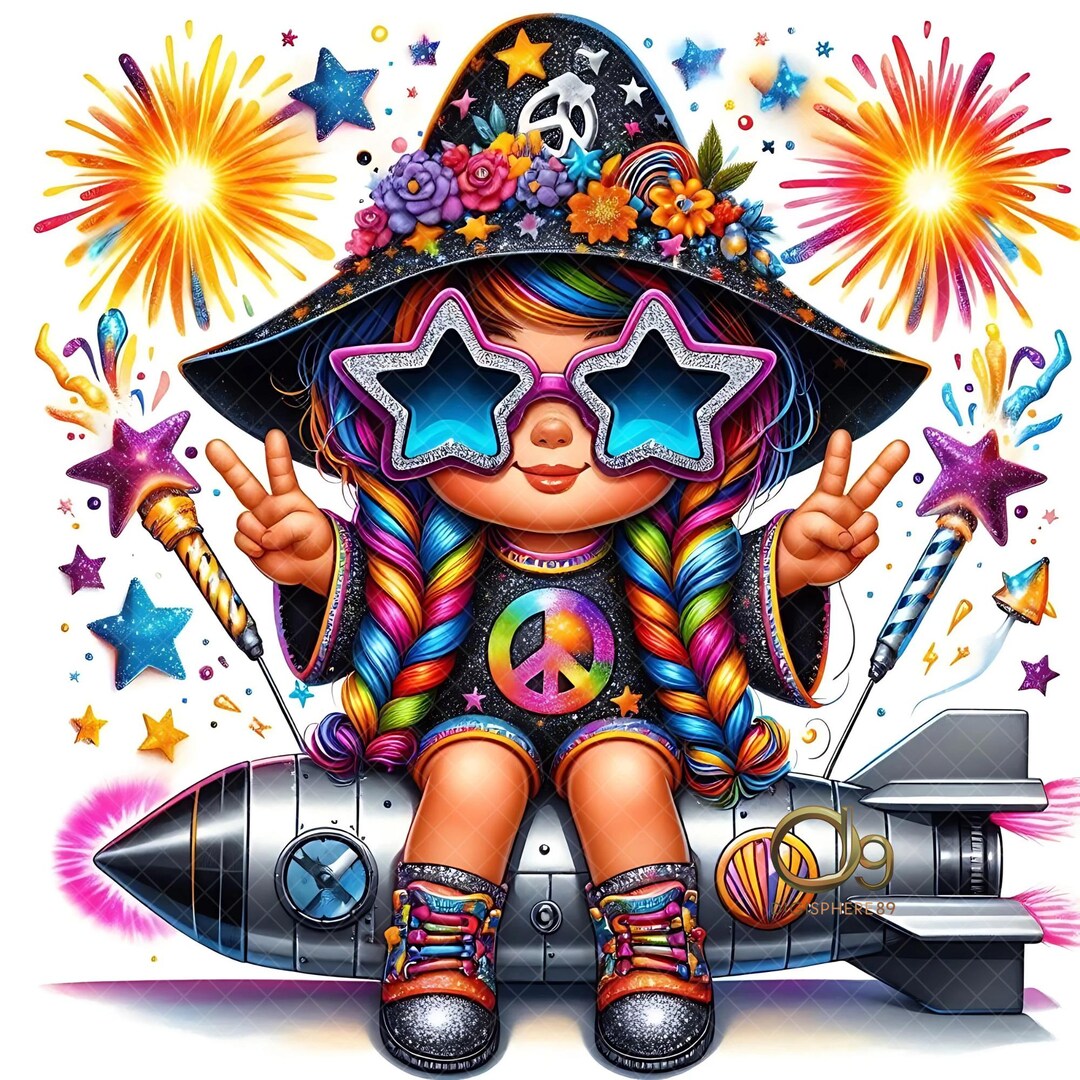 New Year Groovy Gnomes Clipart 10 High Res Watercolor Jpgs Peace Gnome ...