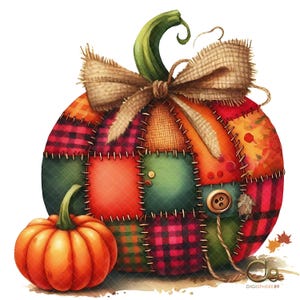 Plaid Pumpkin Clipart,set of 10 High Quality 300 DPI Jpegs,cottagecore ...