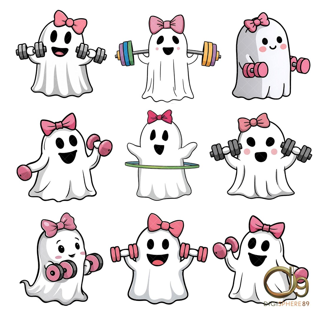 Pink Ghost Collage Png, Halloween Ghost Workout Png, Boujeeghost Png, Spooky Vibes Png Here for ...
