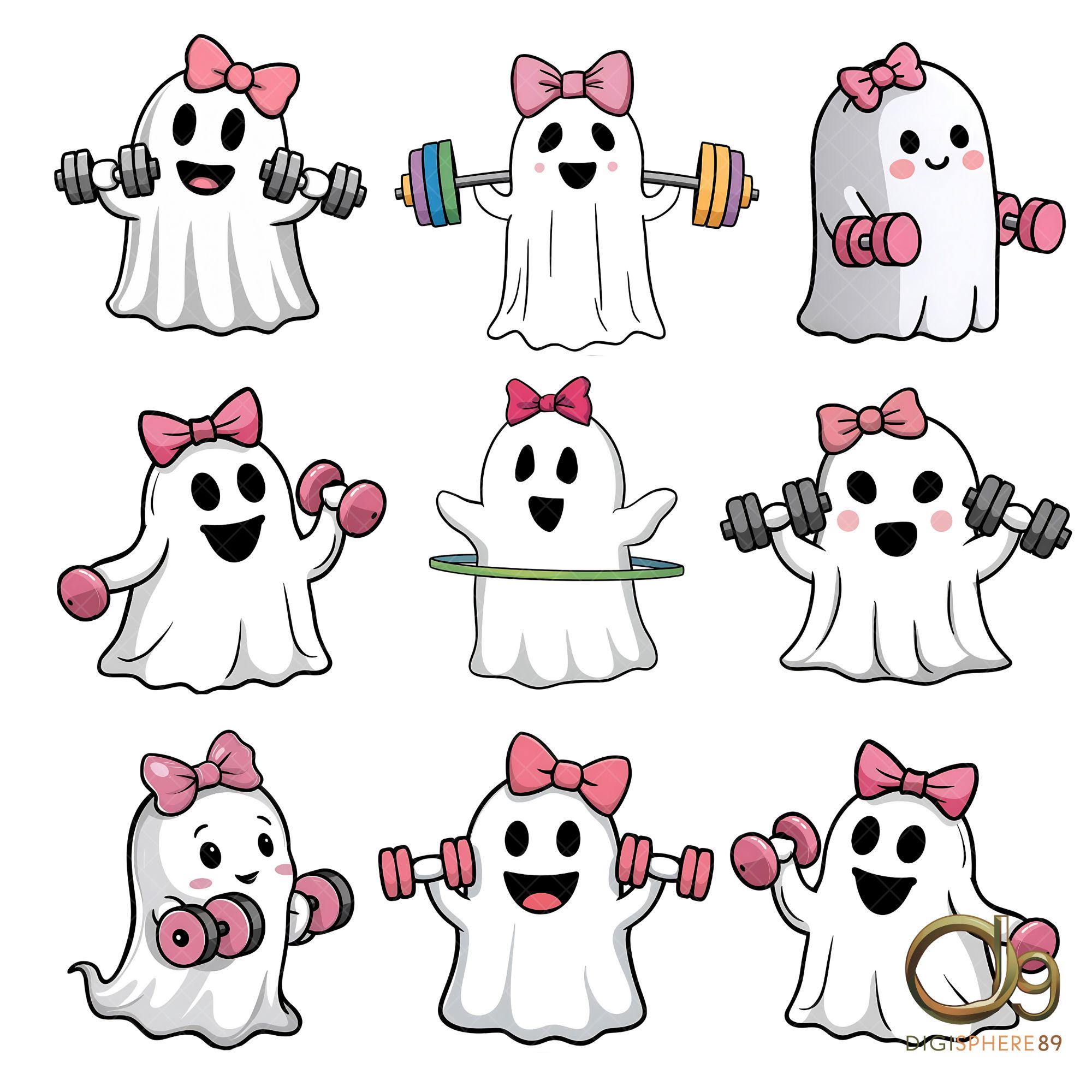 Pink Ghost Collage Png, Halloween Ghost Workout Png, Boujeeghost Png ...