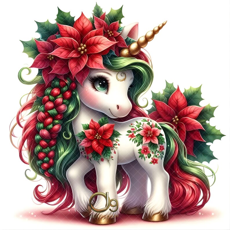 Christmas Unicorn Clipart, Set of 10 Jpegs,christmas Unicorn,holiday ...