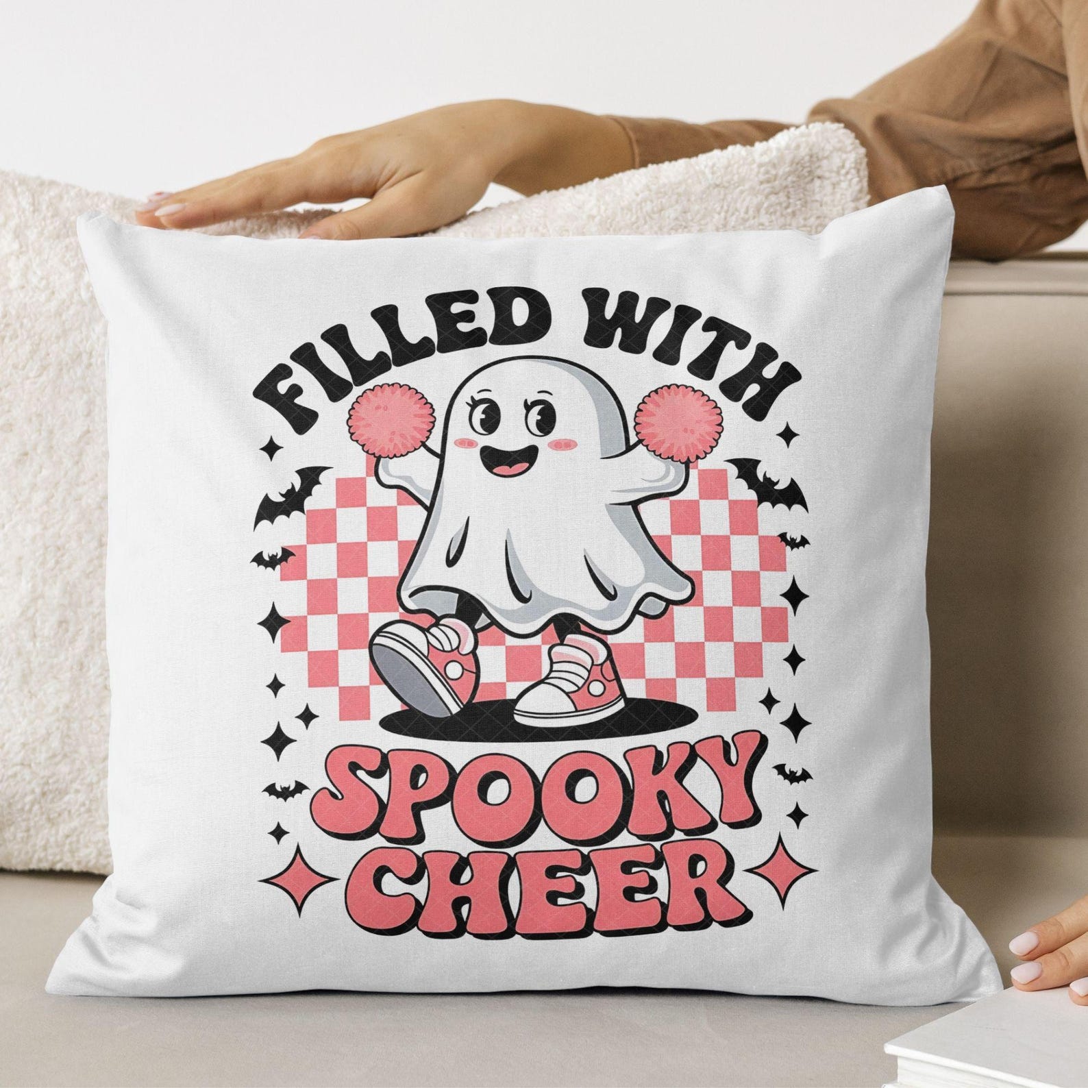 Filled With Spooky Cheer, Cheerleader Ghost Png, Pink Ghost Png ...