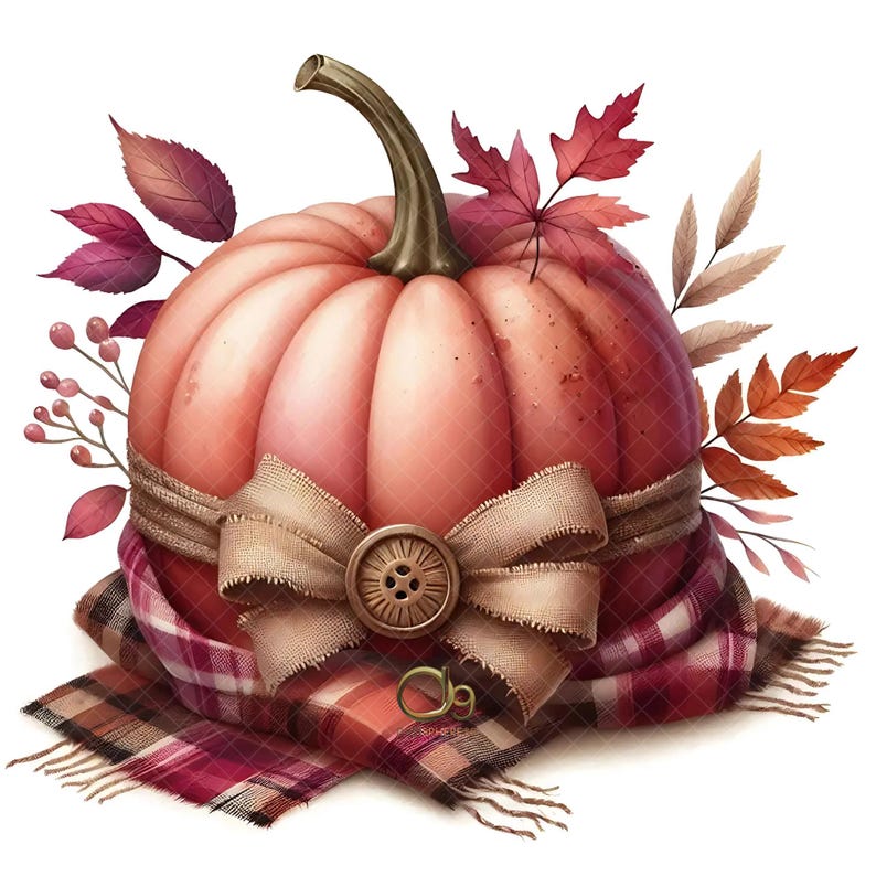 Plaid Pumpkin Clipart,set of 12 High Quality 300 DPI Jpegs,cottagecore ...