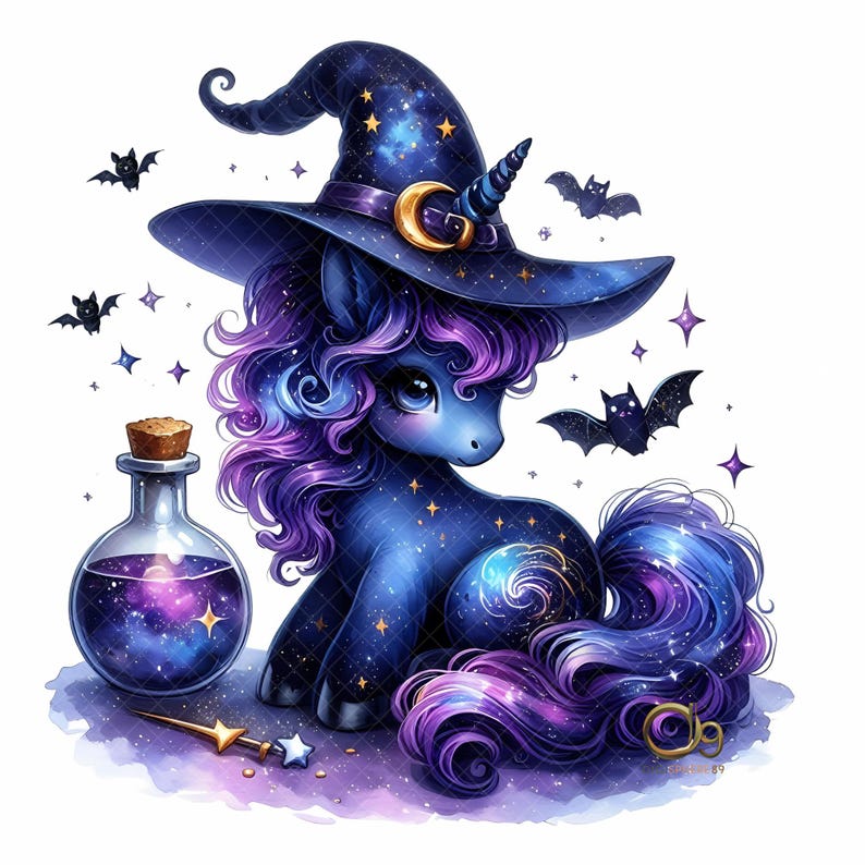 Cute Spooky Halloween Clipart, Set of 10 High Quality Jpgs,witchy Moon ...