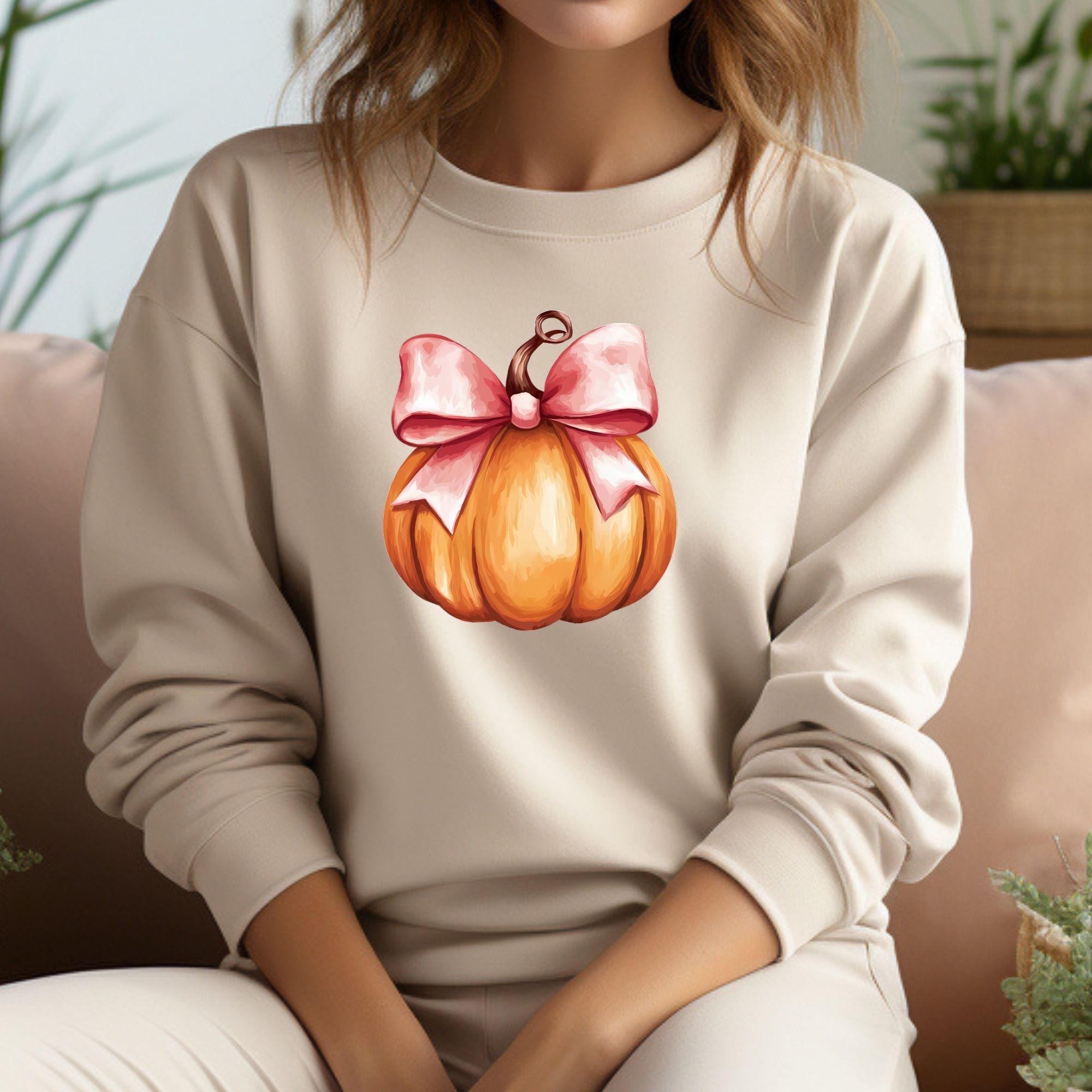 Pumpkin With Pink Coquette Bow Png, Pumpkin Patch Png, Thanksgiving Png ...