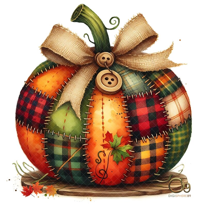 Plaid Pumpkin Clipart,set of 10 High Quality 300 DPI Jpegs,cottagecore ...