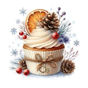 Christmas Cupcake Clipart, 10 High Res Jpgs Cute Holiday Dessert ...