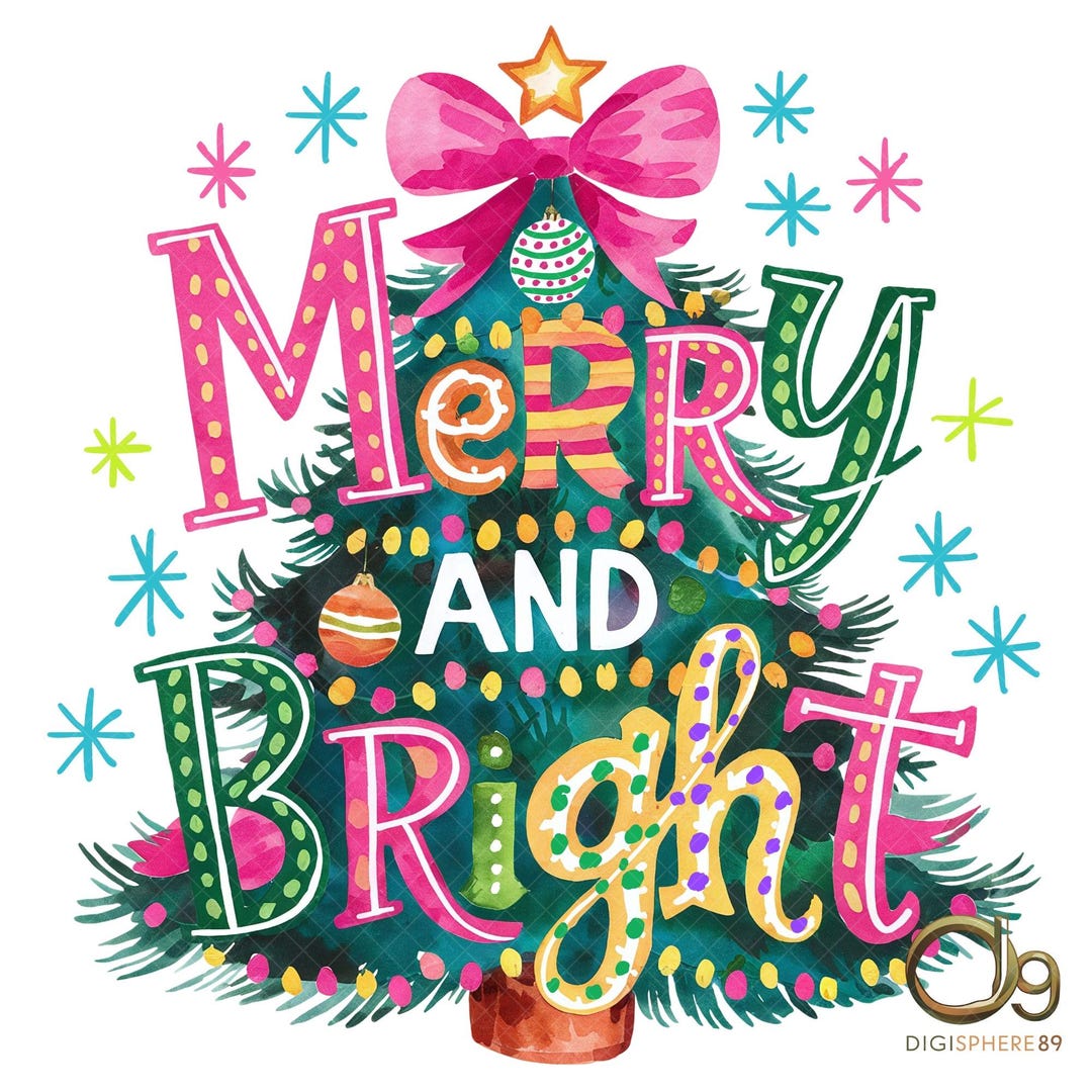Christmas Tree Png, Merry and Bright,merry Christmas Png,retro ...