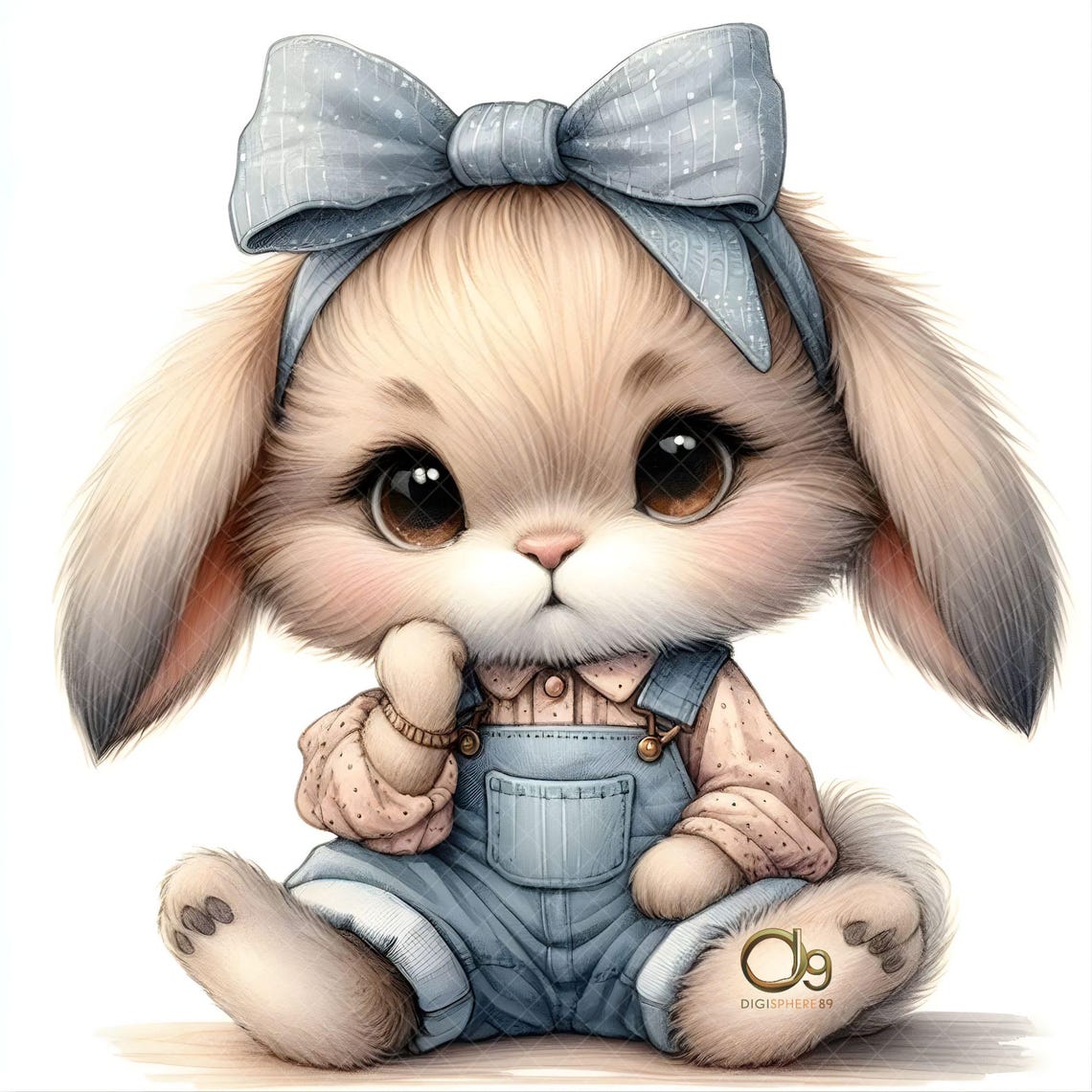 Whimsical Farm Bunny Clipart, 11 Watercolor Jpgs, Baby Rabbit ...