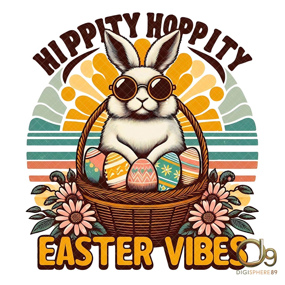 Hippity Hoppity Png, Easter Png, Cute Easter Png, Retro Style Easter ...