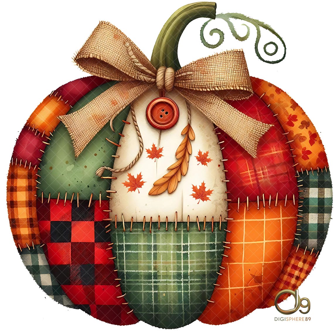 Plaid Pumpkin Clipart,set of 10 High Quality 300 DPI Jpegs,cottagecore ...