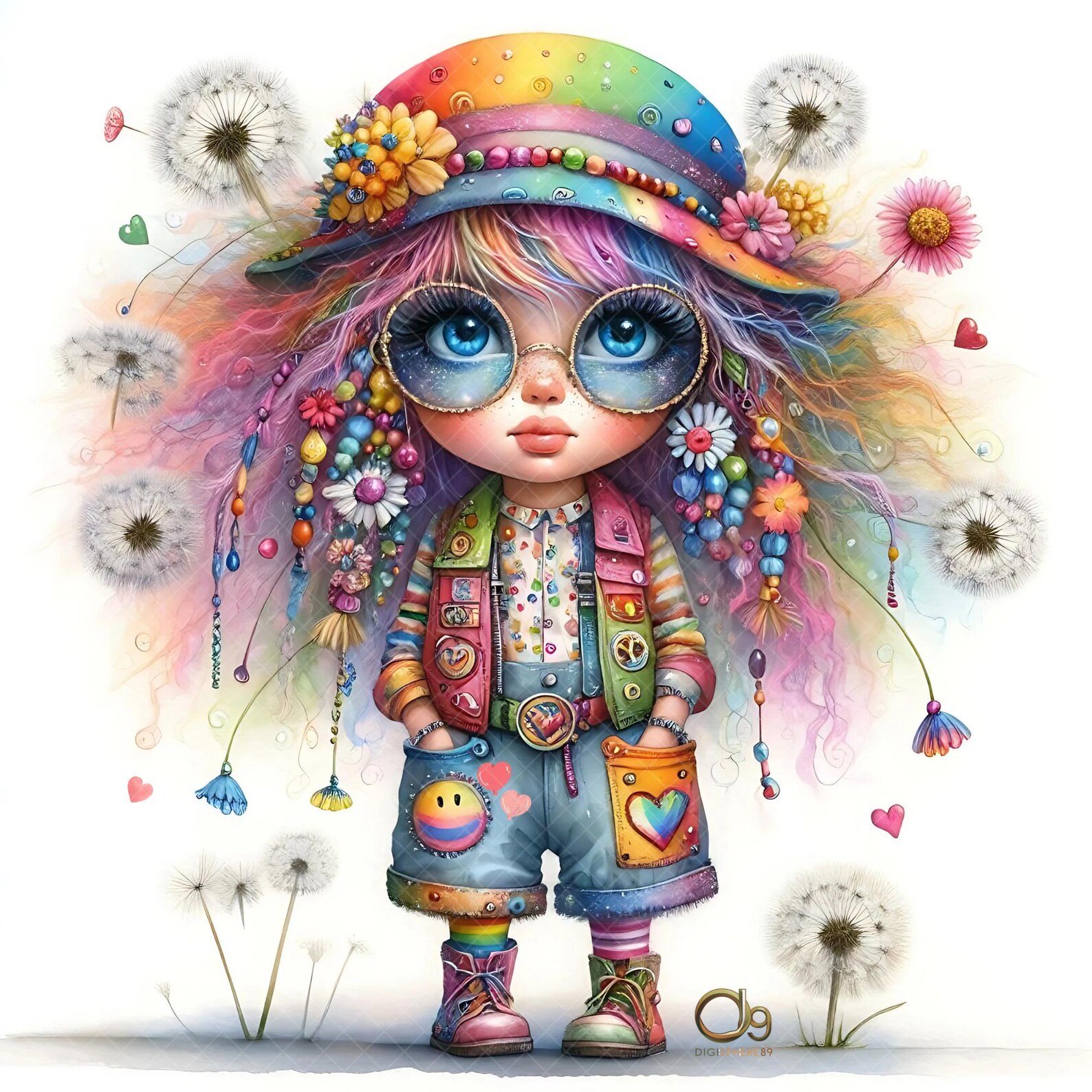 Groovy Hippie Gnome Clipart, Set of 11 High Quality 300 DPI Jpegs ...