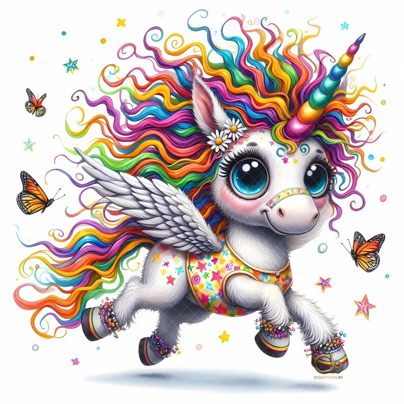 Quirky Unicorn Clipart, Set of 10 High Quality 300 DPI Jpegs, Whimsical ...