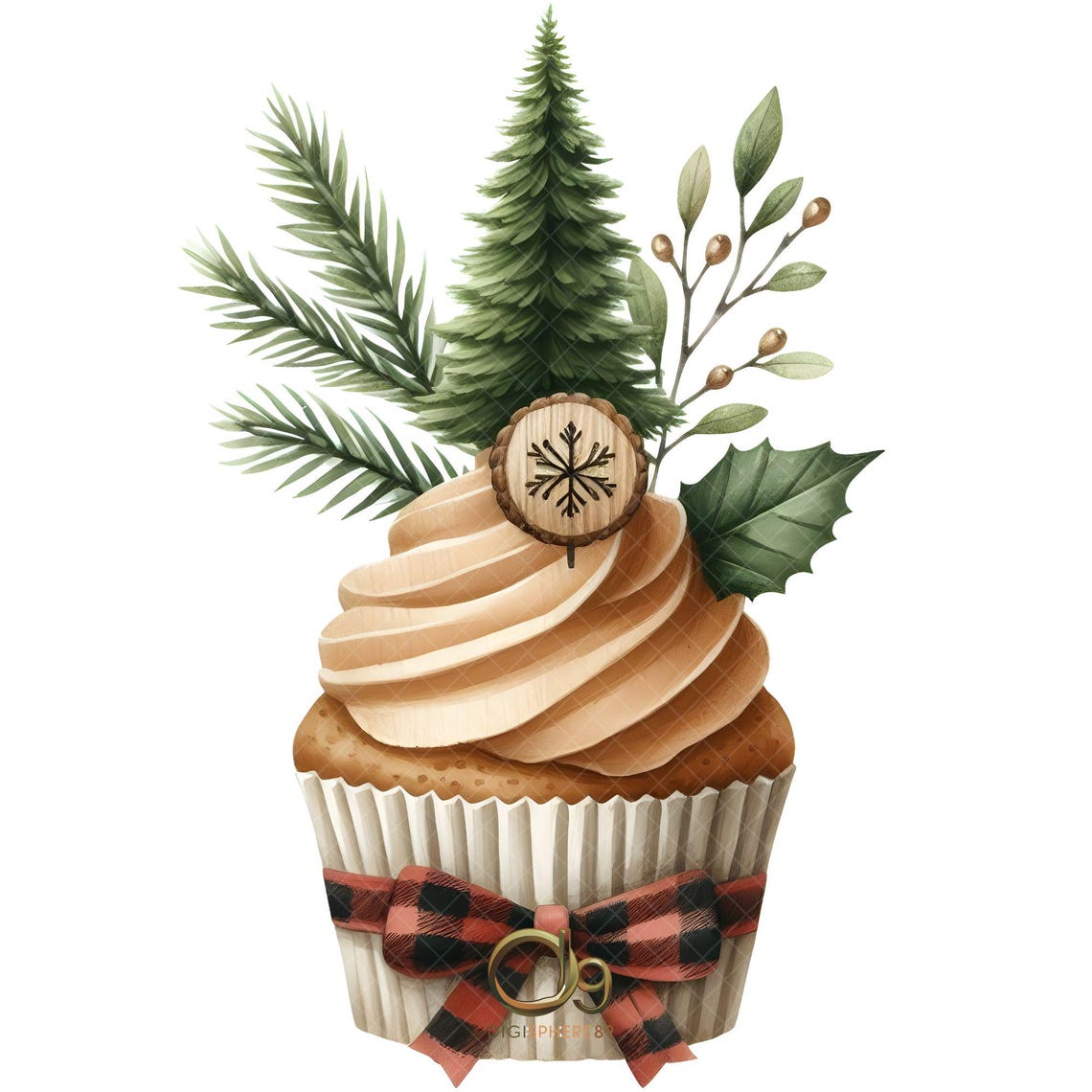 Christmas Cupcake Clipart, 10 High Res Jpgs Cute Holiday Dessert ...