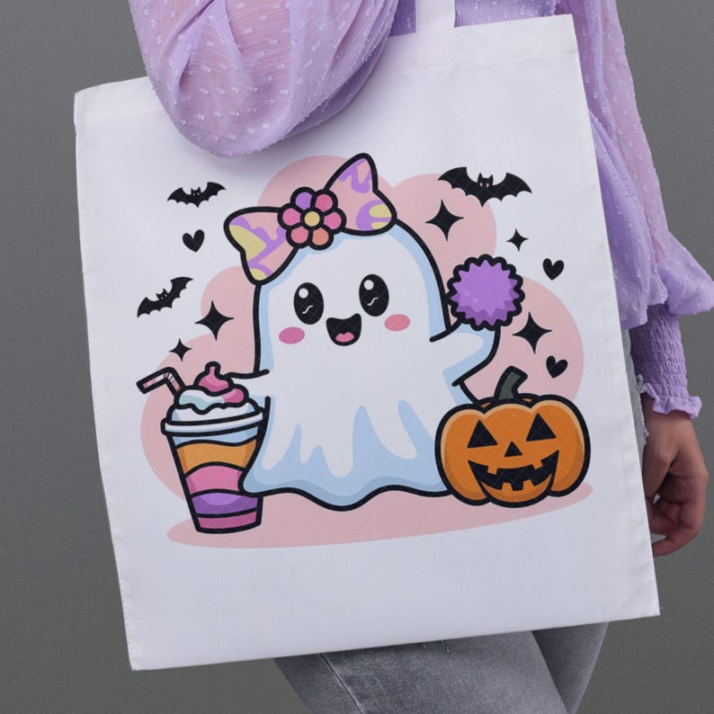 Cute Ghost With Pompom Png, Halloween Ghost Png, Coffee Png, Bougie Png ...