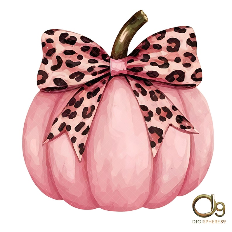 Pink Pumpkin With Leopard Coquette Bow Png, Pumpkin Patch Png ...