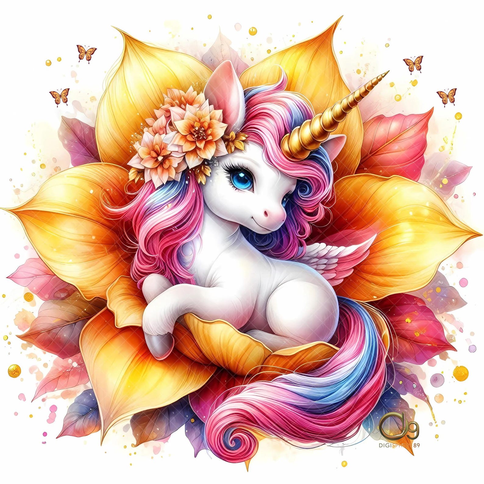 Baby Unicorn Watercolor Clipart, Set of 10 High Quality 300 DPI Jpegs ...