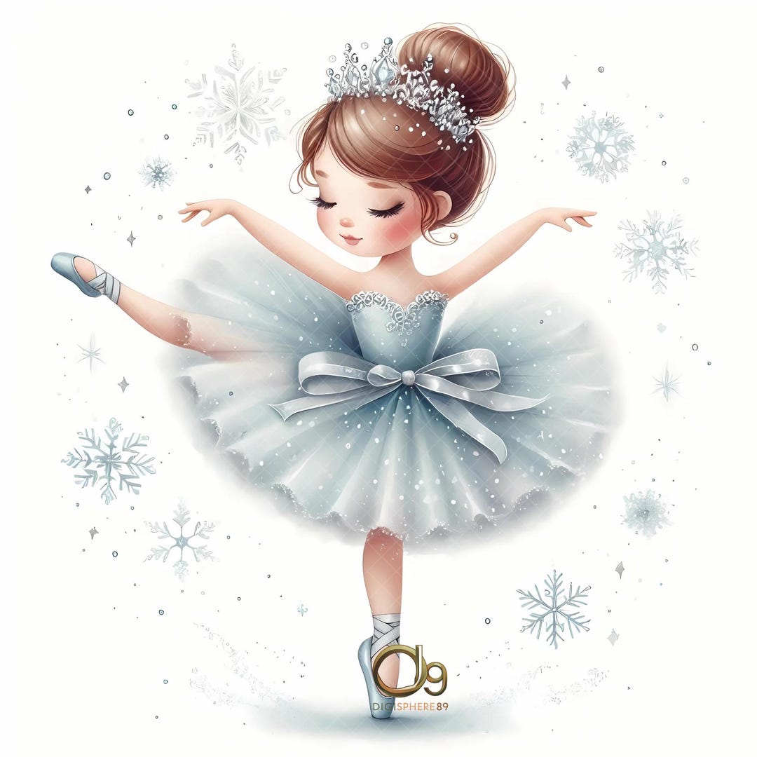 Icy Blue Ballerina Girl Clipart, Cute Ballet Dancer, 12 JPEG, Tutu ...