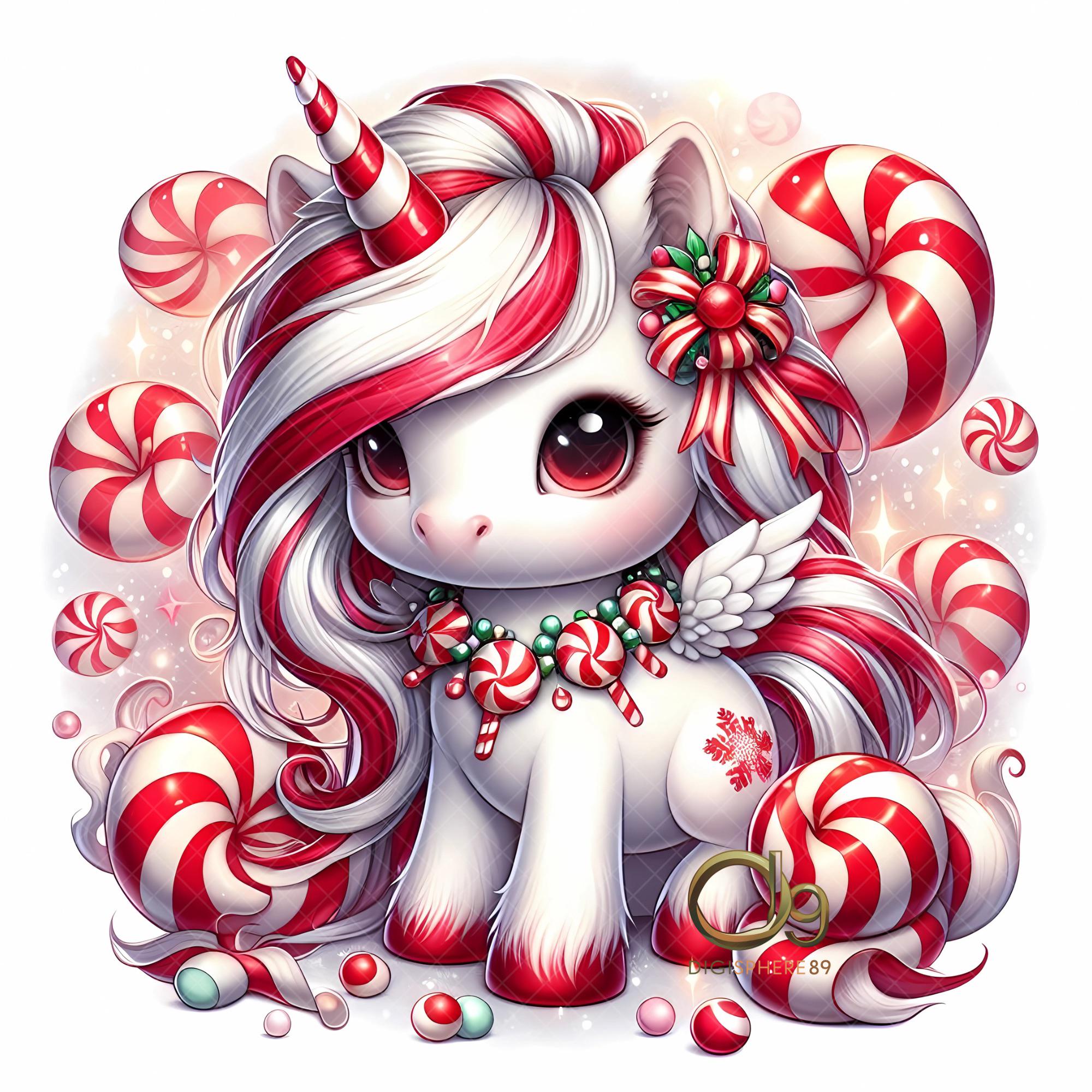 Candy Cane Unicorn Clipart,set of 11 Jpegs,christmas Unicorn,holiday ...