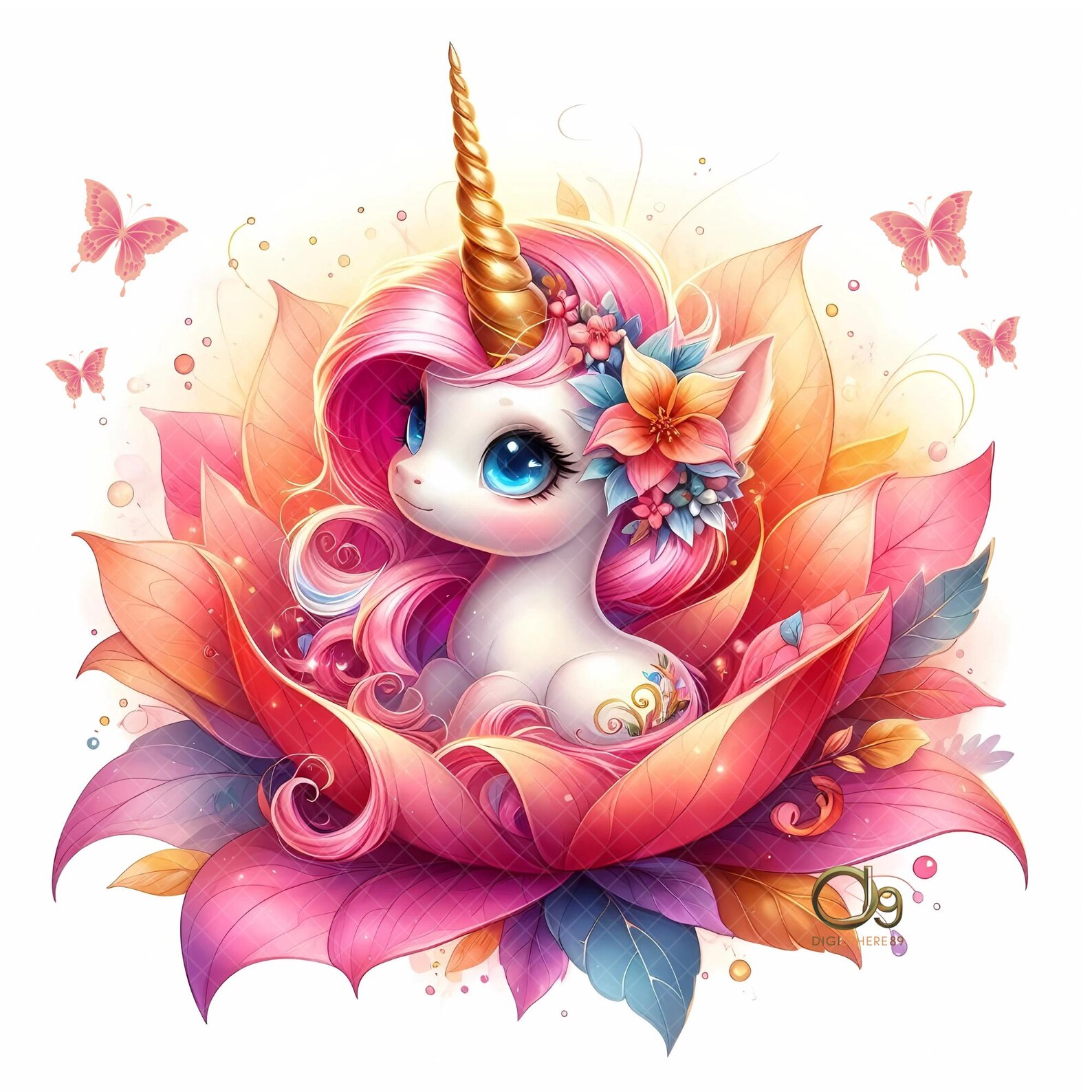 Baby Unicorn Watercolor Clipart, Set of 10 High Quality 300 DPI Jpegs ...