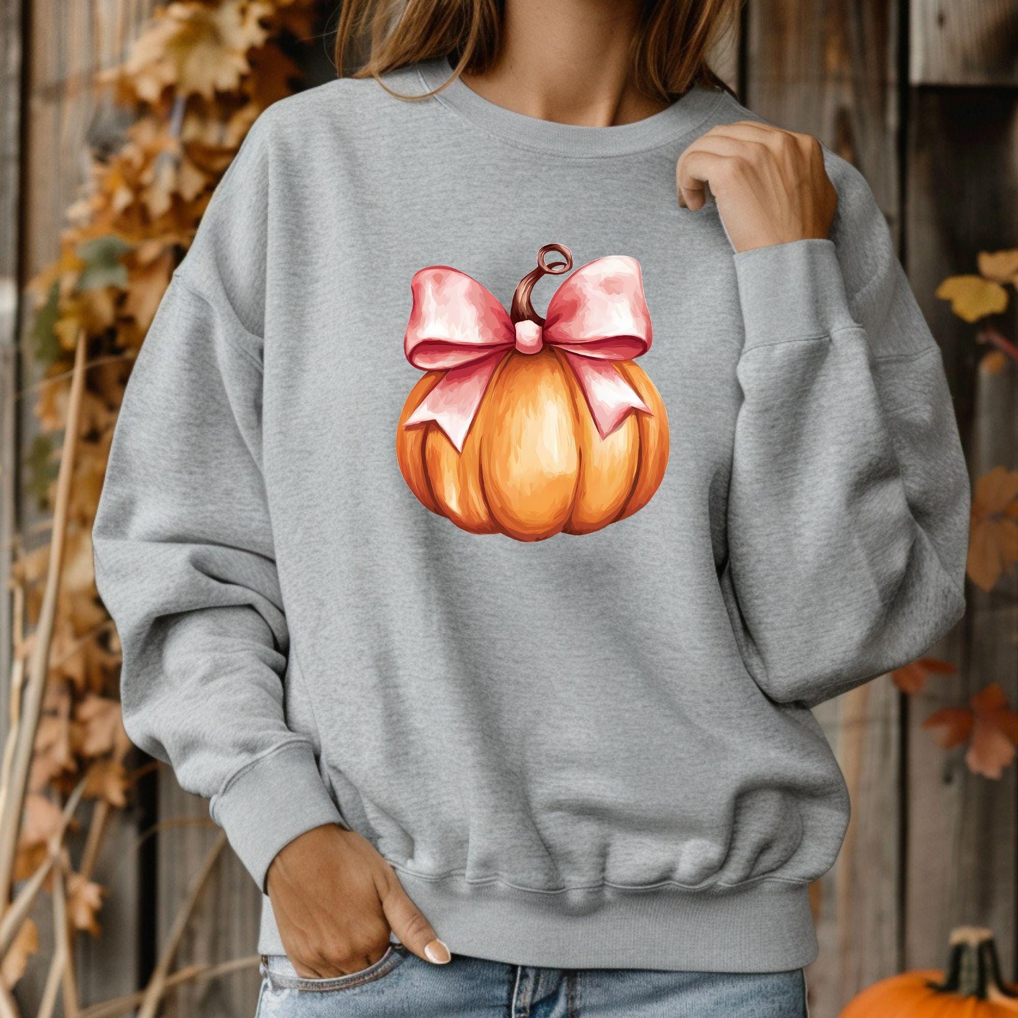 Pumpkin With Pink Coquette Bow Png, Pumpkin Patch Png, Thanksgiving Png ...