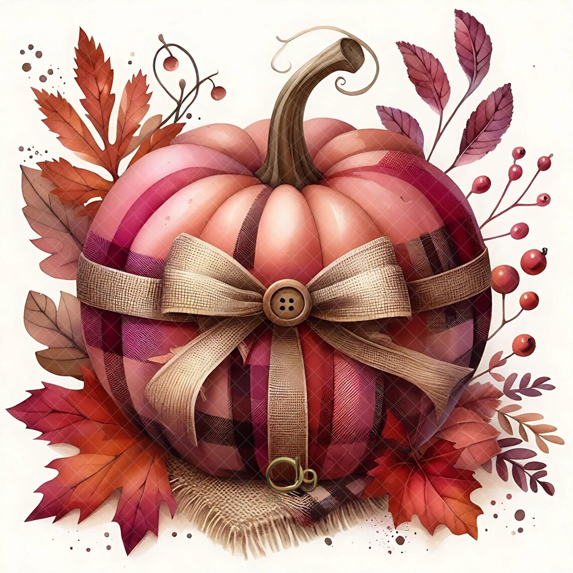 Plaid Pumpkin Clipart,set of 12 High Quality 300 DPI Jpegs,cottagecore ...