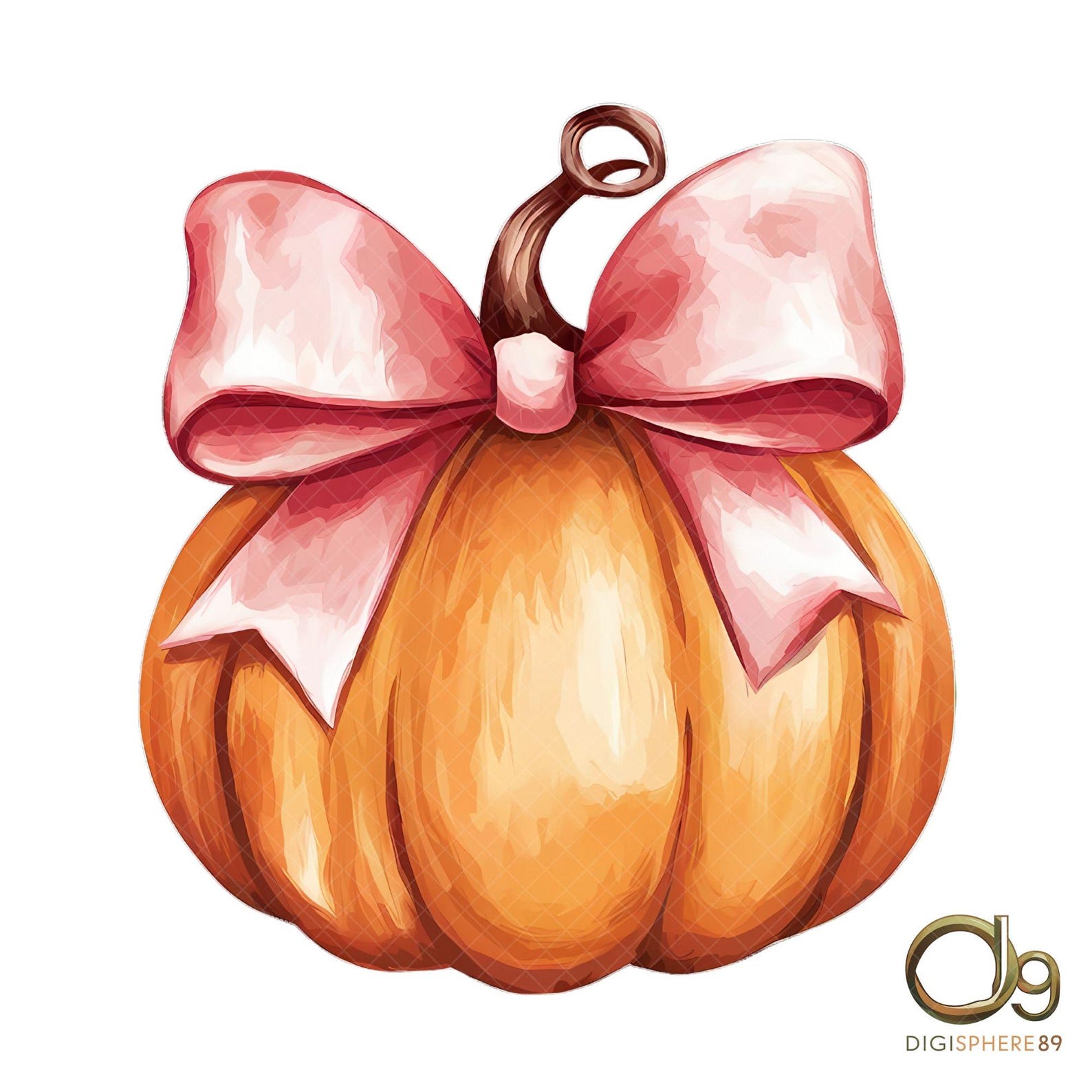 Pumpkin With Pink Coquette Bow Png, Pumpkin Patch Png, Thanksgiving Png ...