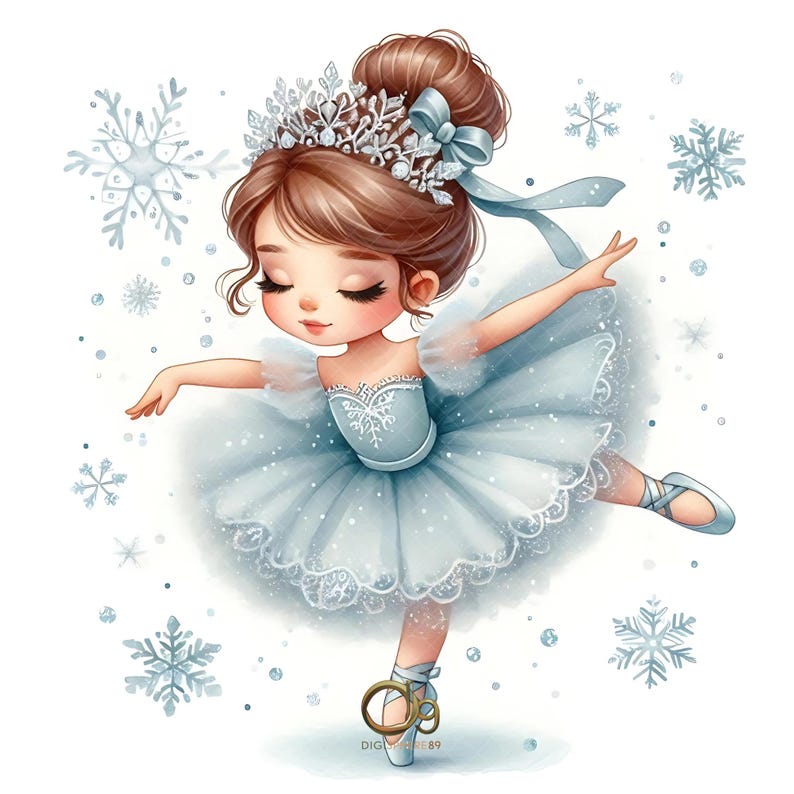 Icy Blue Ballerina Girl Clipart, Cute Ballet Dancer, 12 JPEG, Tutu ...