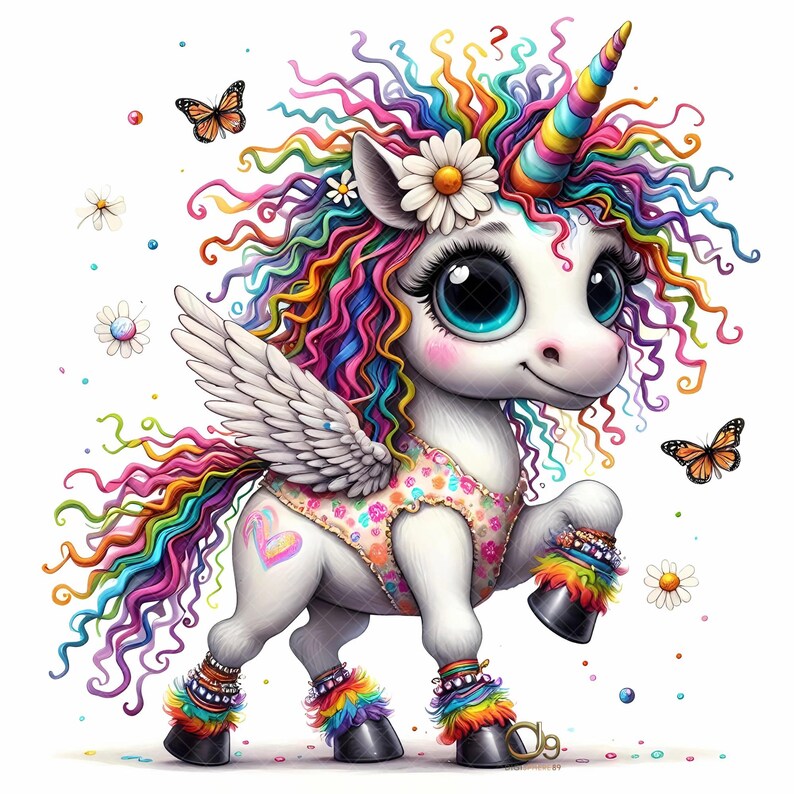 Quirky Unicorn Clipart, Set of 10 High Quality 300 DPI Jpegs, Whimsical ...