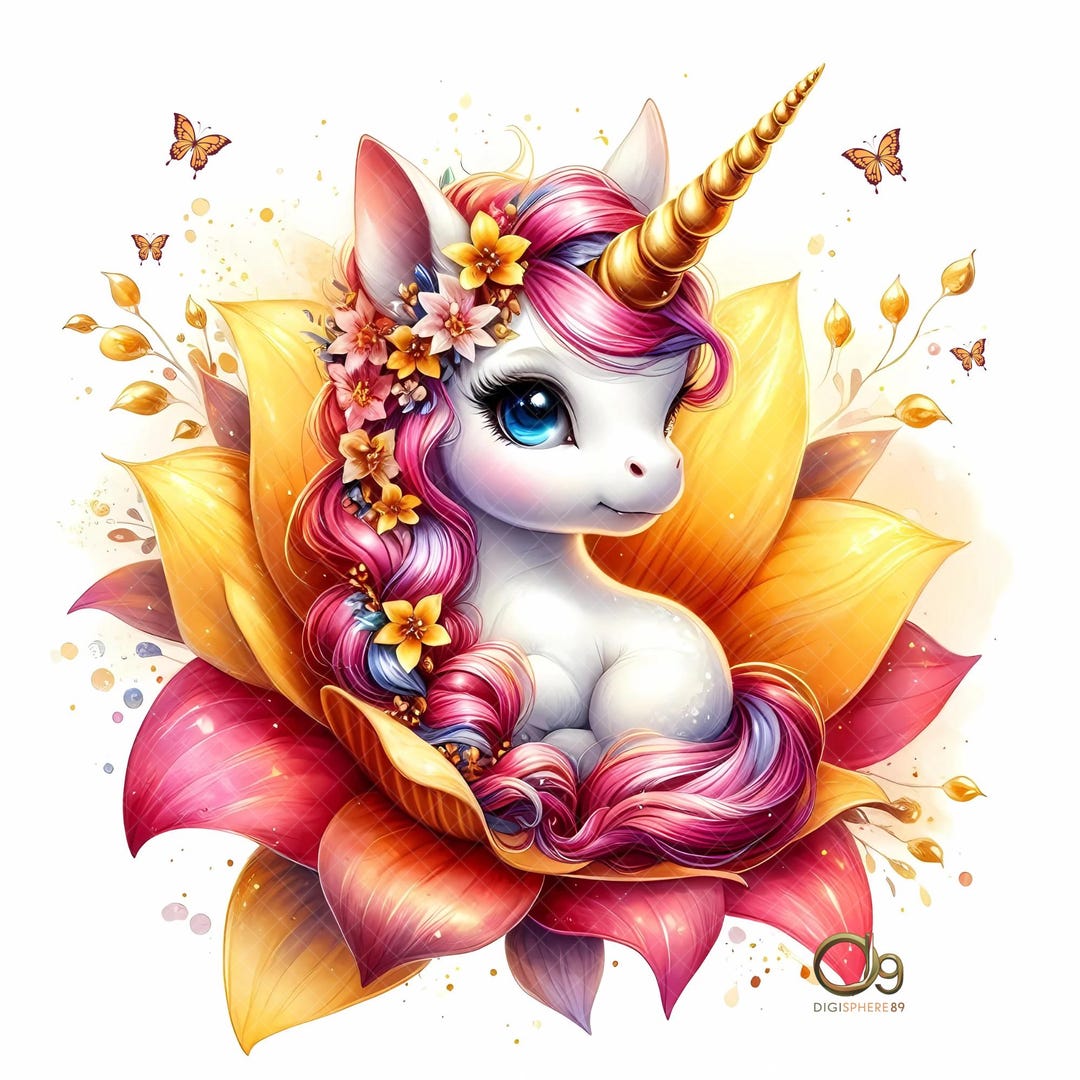 Baby Unicorn Watercolor Clipart, Set of 10 High Quality 300 DPI Jpegs ...
