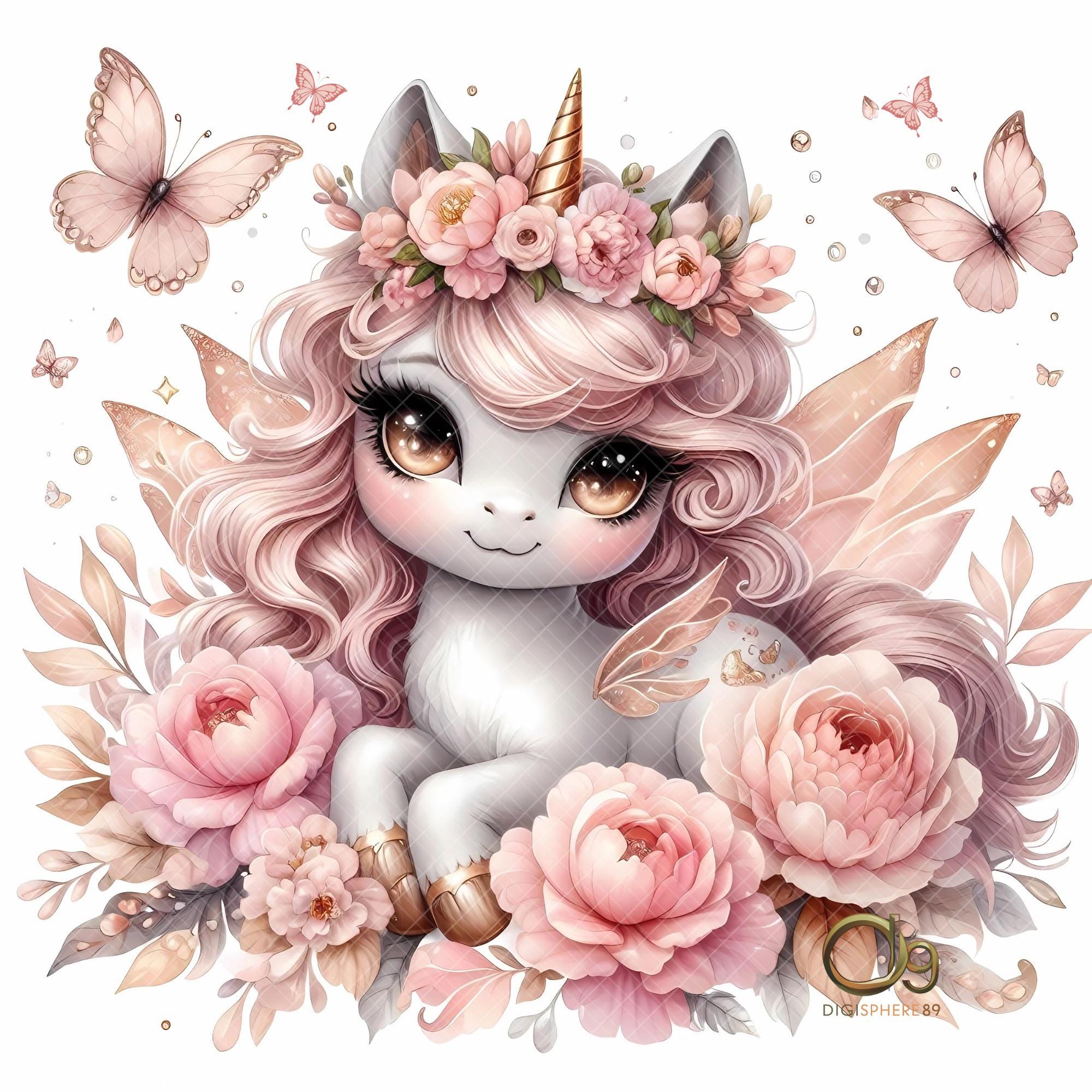 Baby Unicorn Watercolor Clipart, Set of 12 High Quality 300 DPI Jpegs ...
