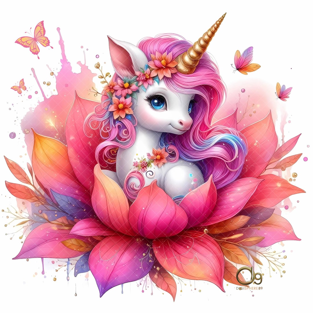 Baby Unicorn Watercolor Clipart, Set of 10 High Quality 300 DPI Jpegs ...