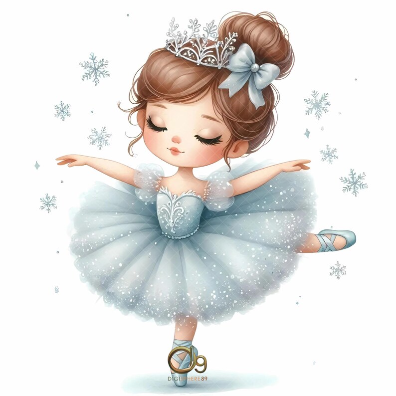 Icy Blue Ballerina Girl Clipart, Cute Ballet Dancer, 12 JPEG, Tutu ...