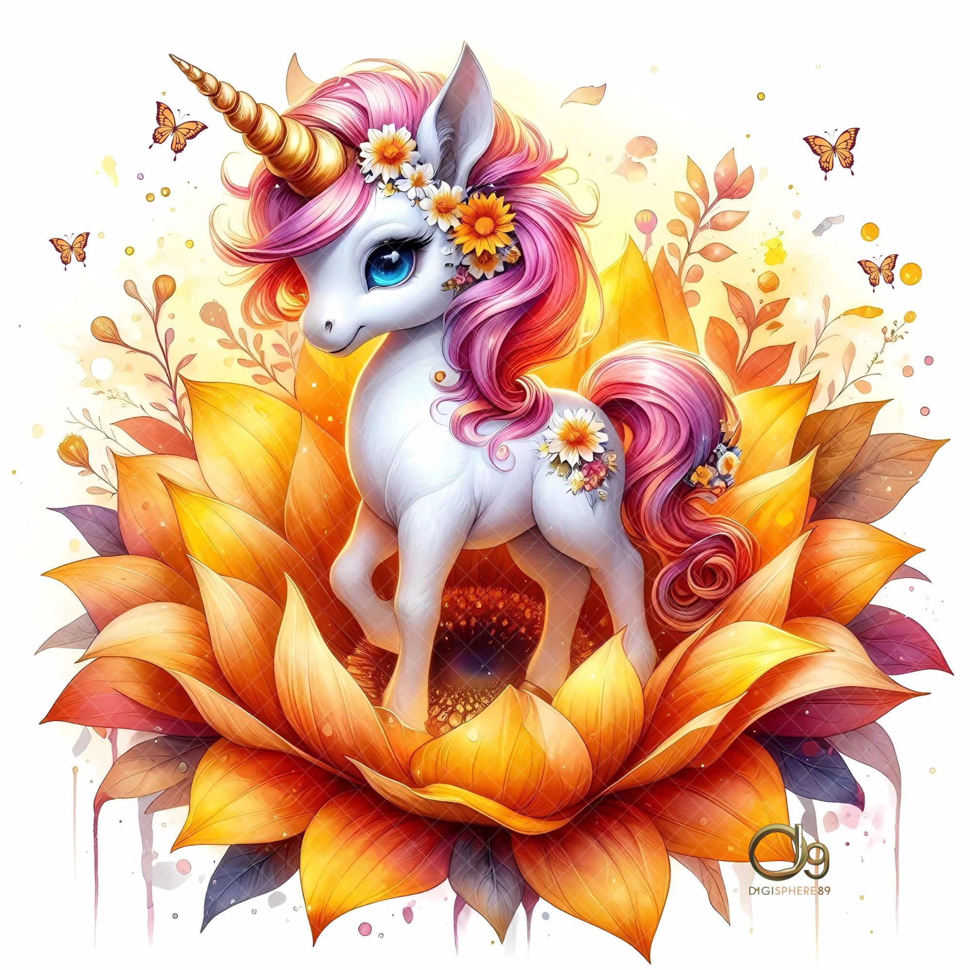 Baby Unicorn Watercolor Clipart, Set of 10 High Quality 300 DPI Jpegs ...