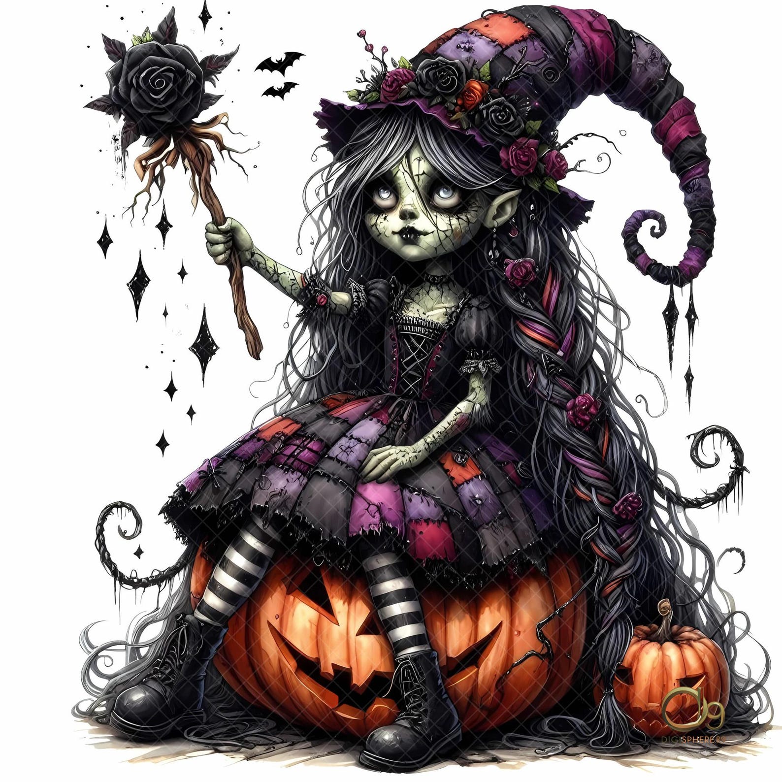 Halloween Gothic Zombie Gnome Clipart,12 Jpgs Halloween Clipart Junk ...