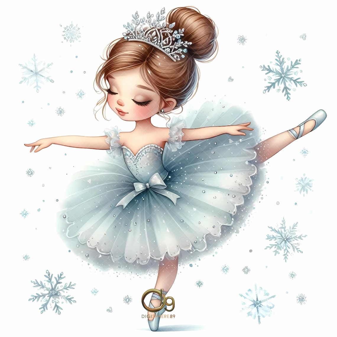 Icy Blue Ballerina Girl Clipart, Cute Ballet Dancer, 12 JPEG, Tutu ...