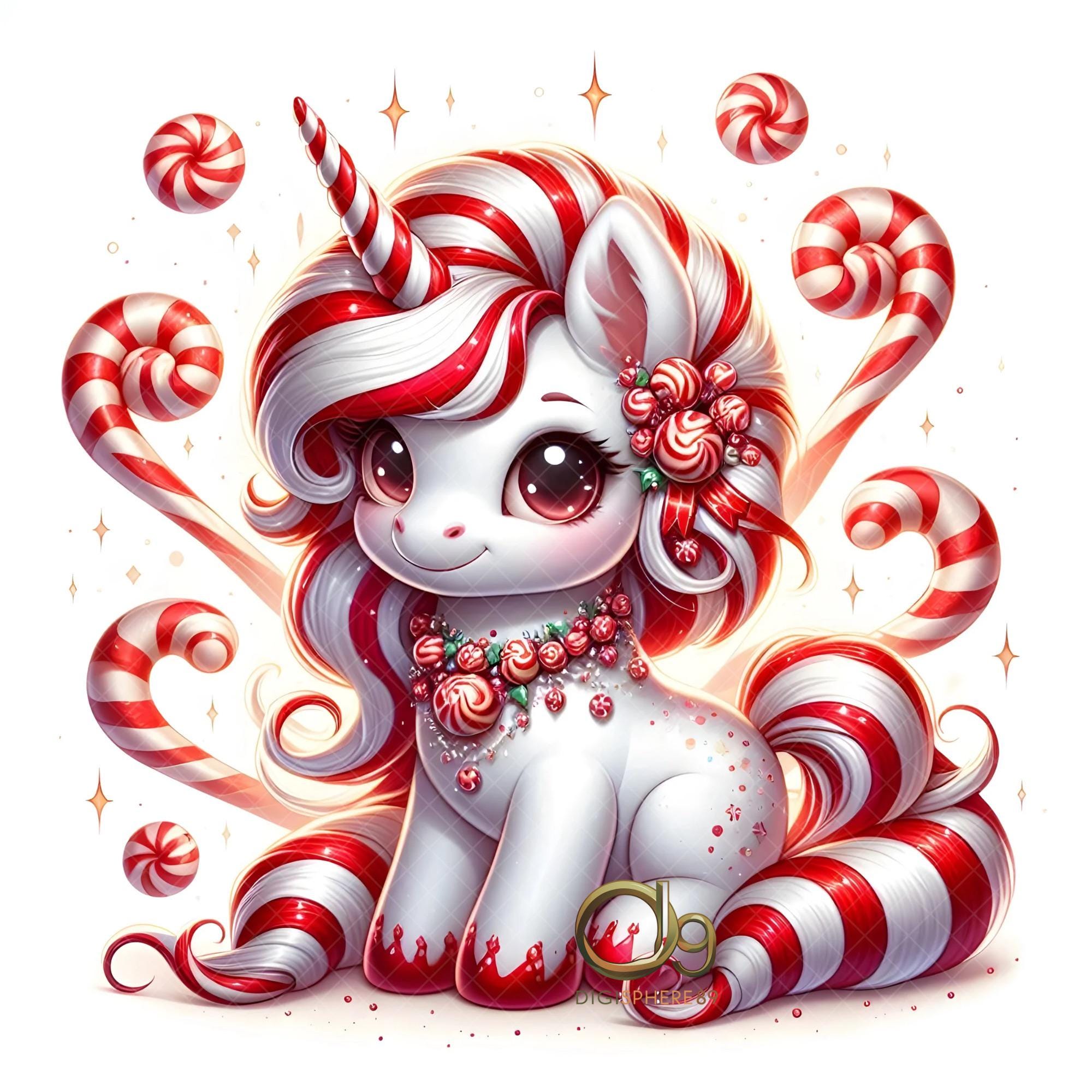 Candy Cane Unicorn Clipart,set of 11 Jpegs,christmas Unicorn,holiday ...