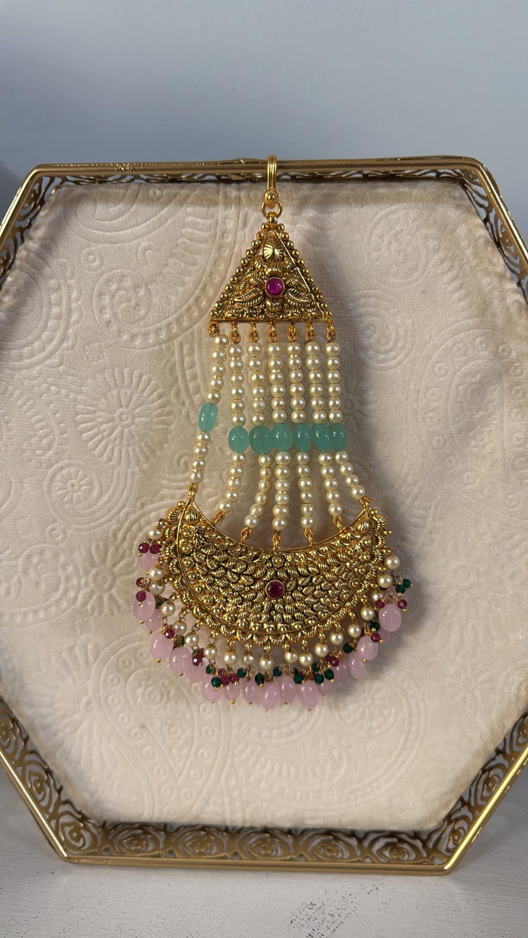 Bridal Headpiece: Indian Pakistani Gold Passa With Pearls - Etsy