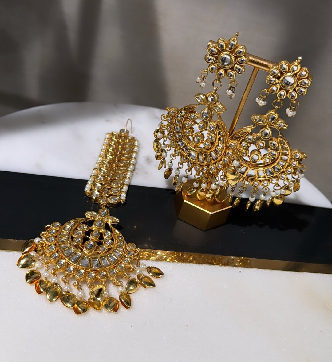 Pipal Patti Punjabi Tikka Earrings Set Shaadi~simple~desi~traditional ...