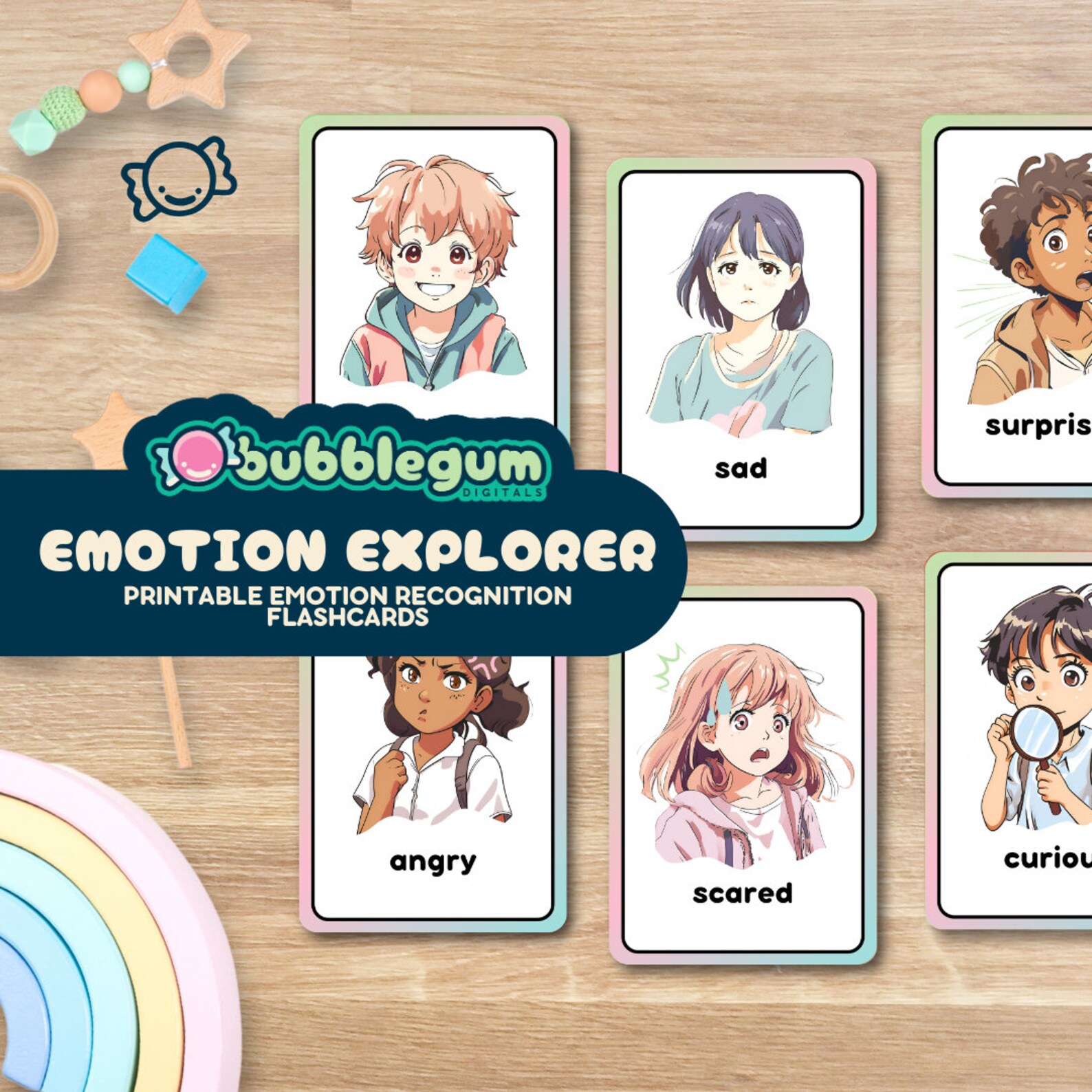 Emotion Recognition Explorer Flashcards for Kids Feelings Cards ...