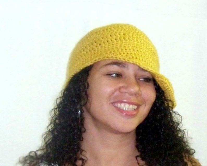 Yellow Crochet Flapper Hat, Asymmetrical Cap, Cloche Hat - Etsy