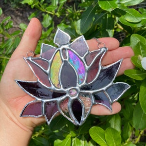 Lotus Flower Stained Glass Suncatcher - Etsy